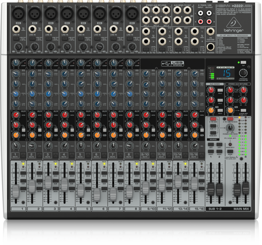 Behringer X2222USB Mezclador de 22 entradas y 2/2 buses con preamps y ...