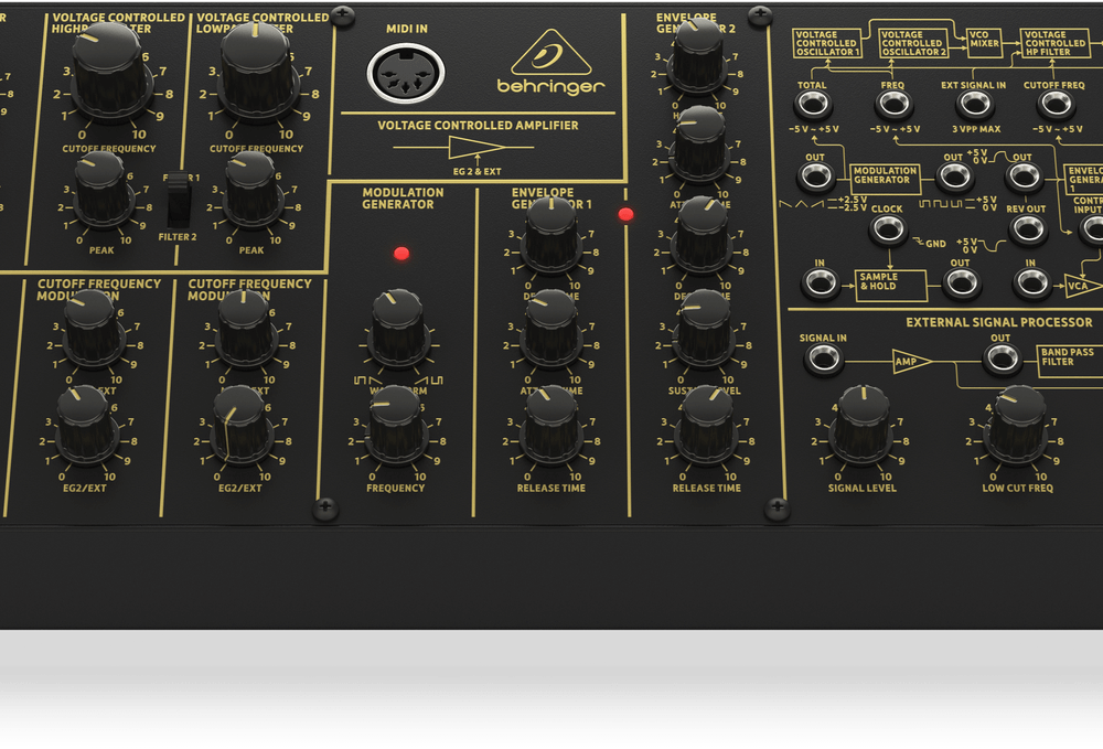 MODEL D | Behringer | sintetizador analógico con 3 VCO, filtro de escalera, LFO - Ultramar Audio