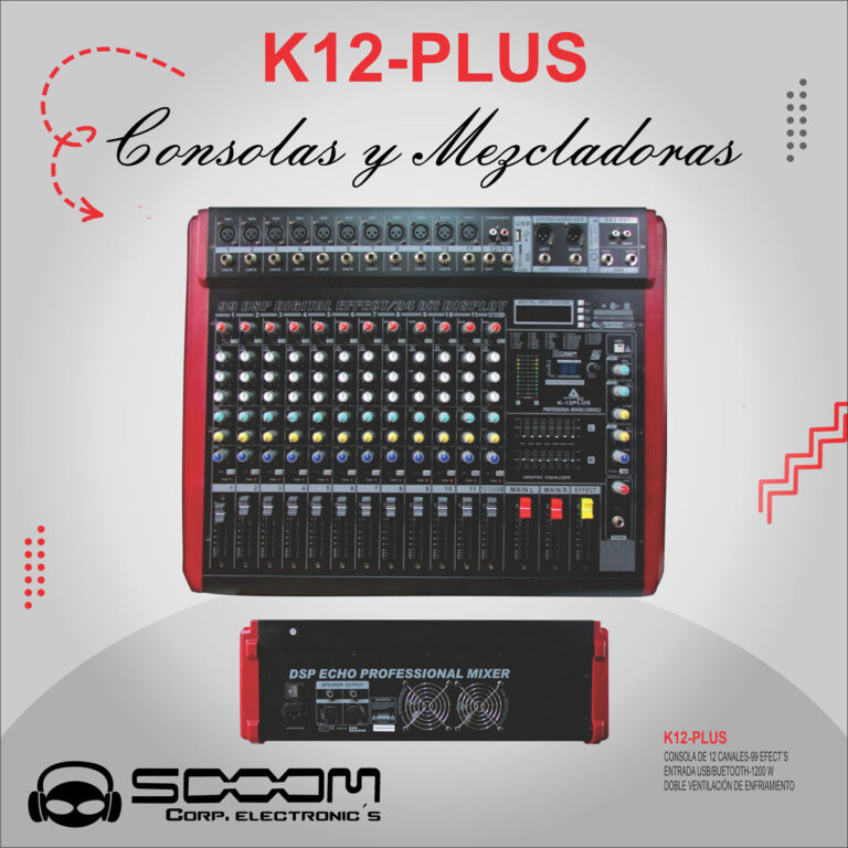 K-12PLUS | SOOOM | Consola Amplificada de 12 canales USB - Ultramar Audio