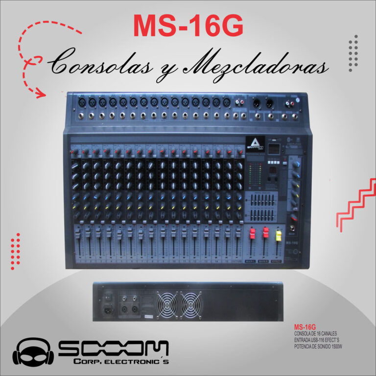 MS-16G | SOOOM | Consola Amplificada de 16 canales USB - Corporación Ultramar Audio Perú