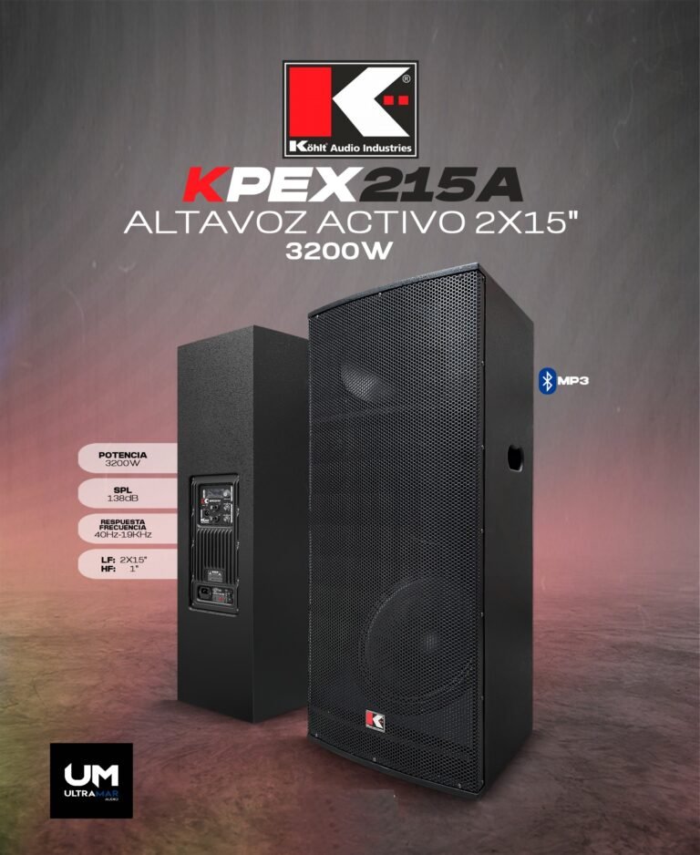KOHLT KPEX215A Caja Acústica ACTIVA 2X15" 3200W - Ultramar Audio