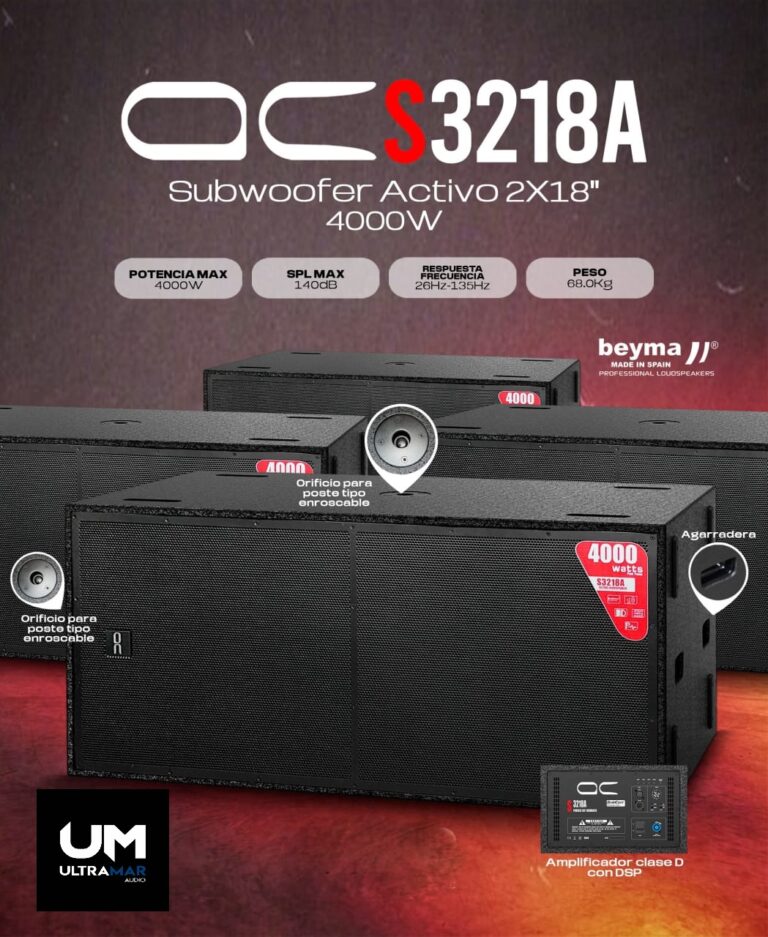AC S3218a Subwoofer Activo 2X18″ 4000W 137dB DSP